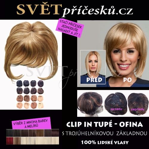 Přísesek tupé ofinka z lidských vlasů - Barva lidské: 2 - tmavě hnědá